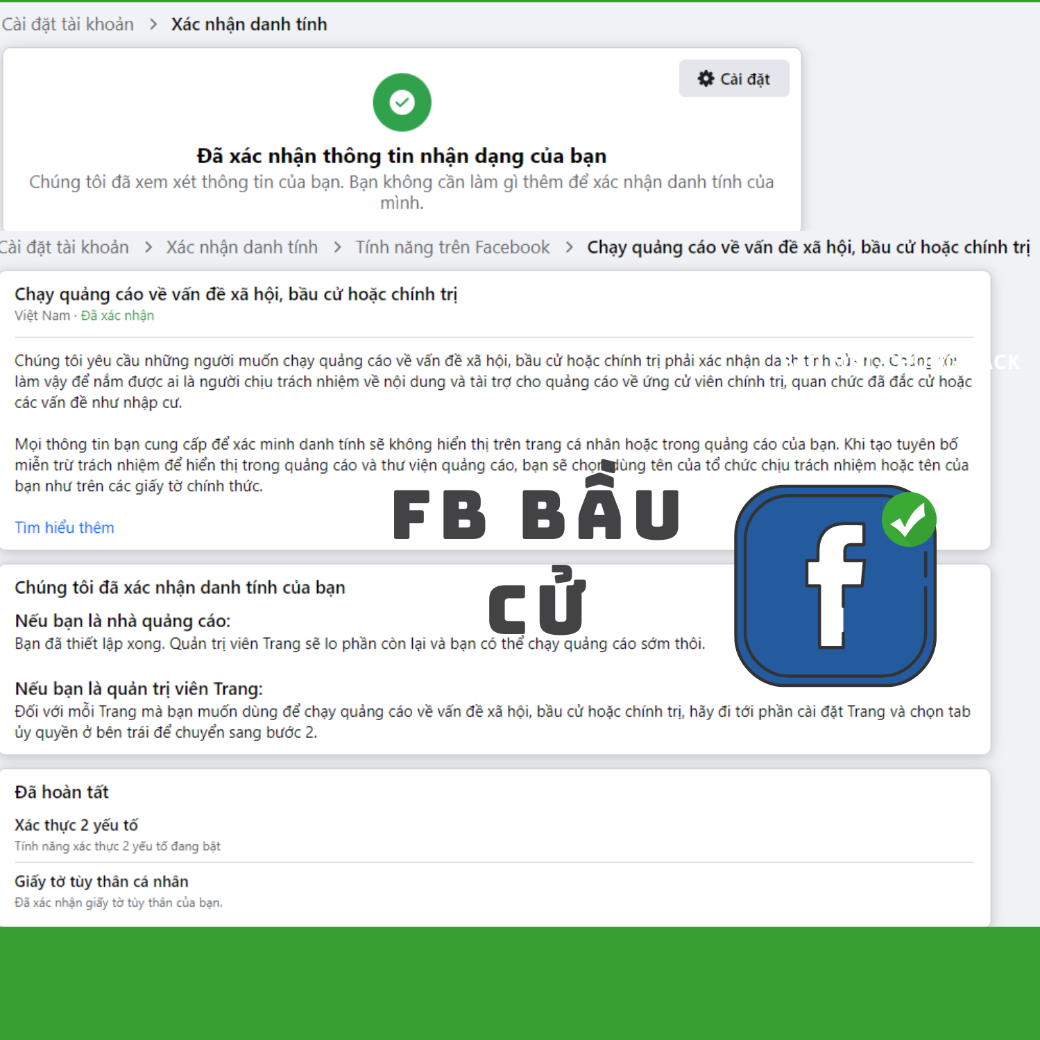 Tk FB VN Bầu Cử + Đã định danh cá nhân - Tạp hóa MMO